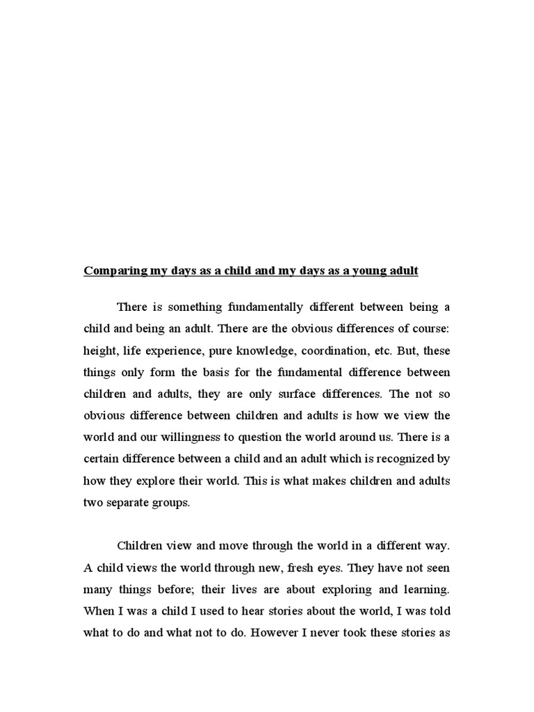 Fundamental Difference Between Being A Child and Being An Adult | PDF ...