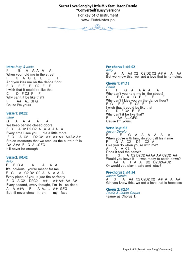 Secret Love Song (Converted) | PDF | Song Structure | Vocal Music