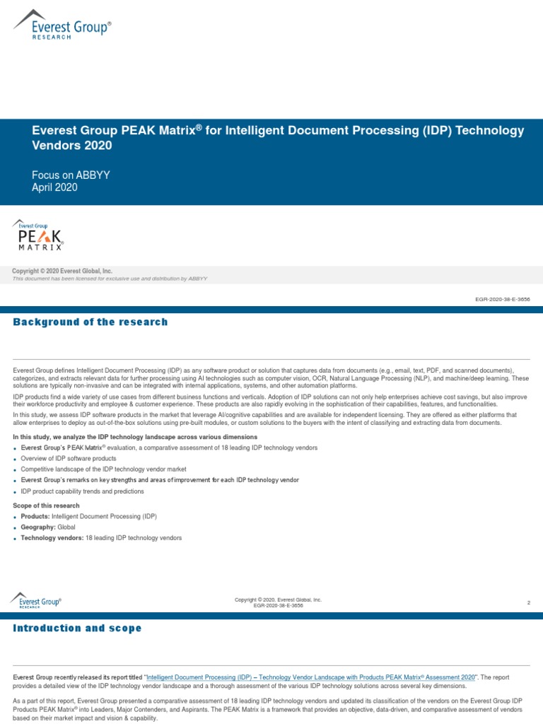 Everest Group Peak Matrix Intelligent Document Processing Technology ... Everest Group Peak Matrix Intelligent Document Processing Technology ...