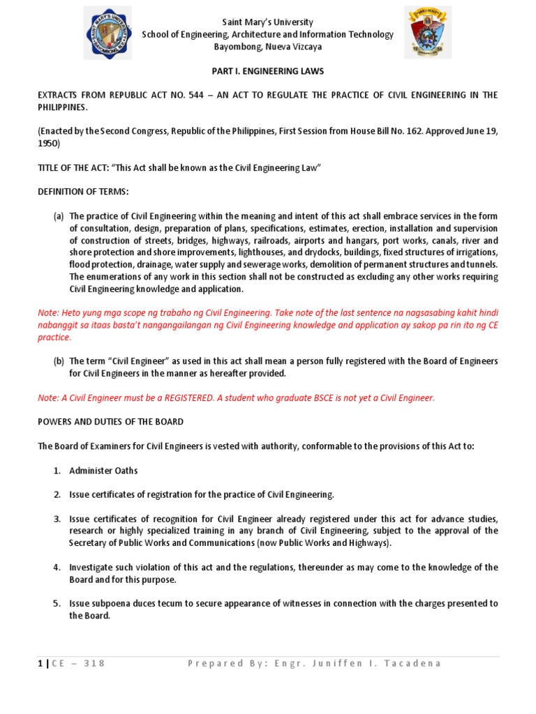Engineering Laws - The CE Law | Download Free PDF | Engineer | Civil ...