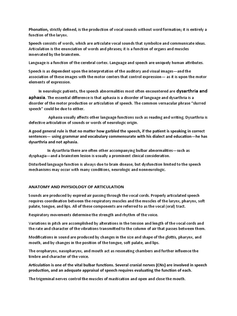 Anatomy and Physiology of Articulation: A Summary of the Neurologic ...