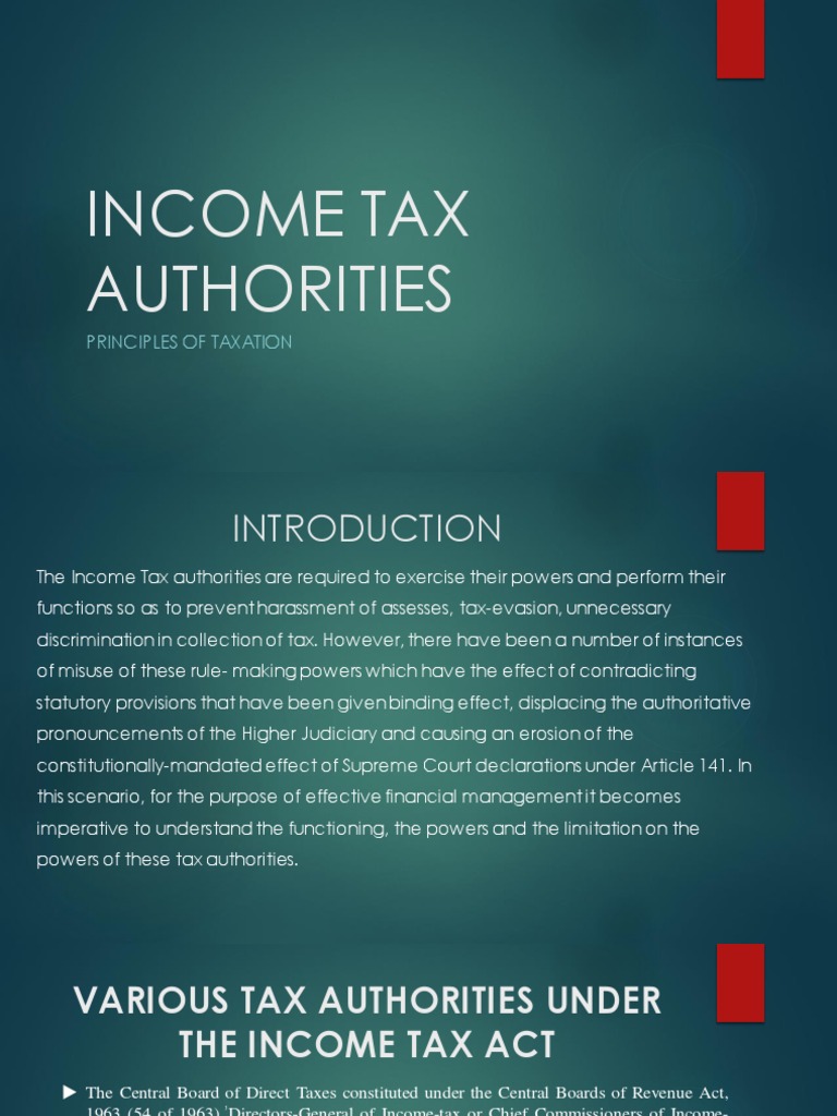 Income Tax Authorities | PDF | Income Tax | Search And Seizure