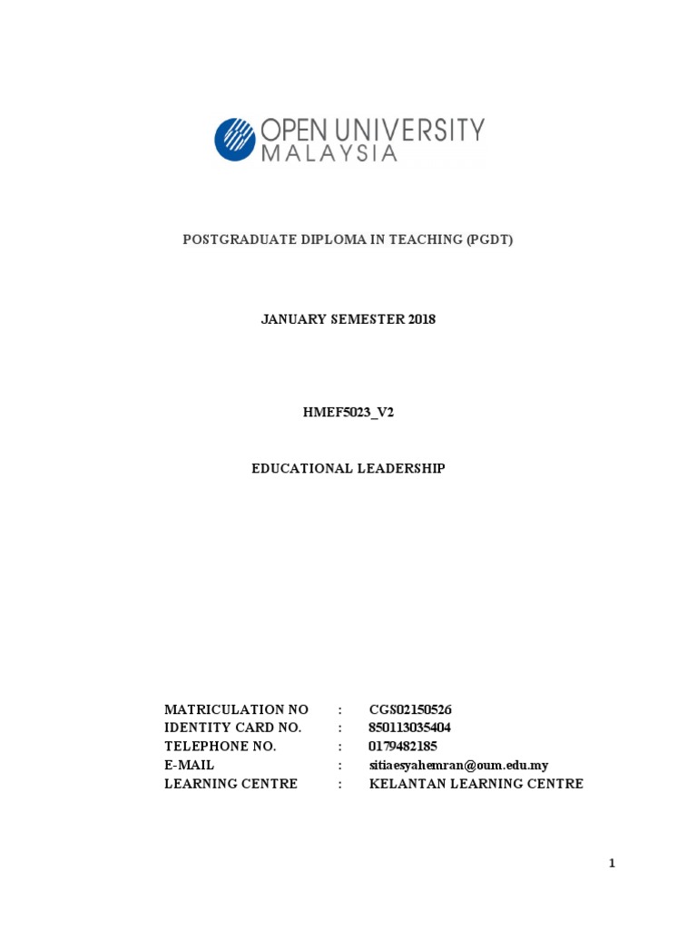 Hmef5023v2 Educational Leadership | PDF | Transformational Leadership ...