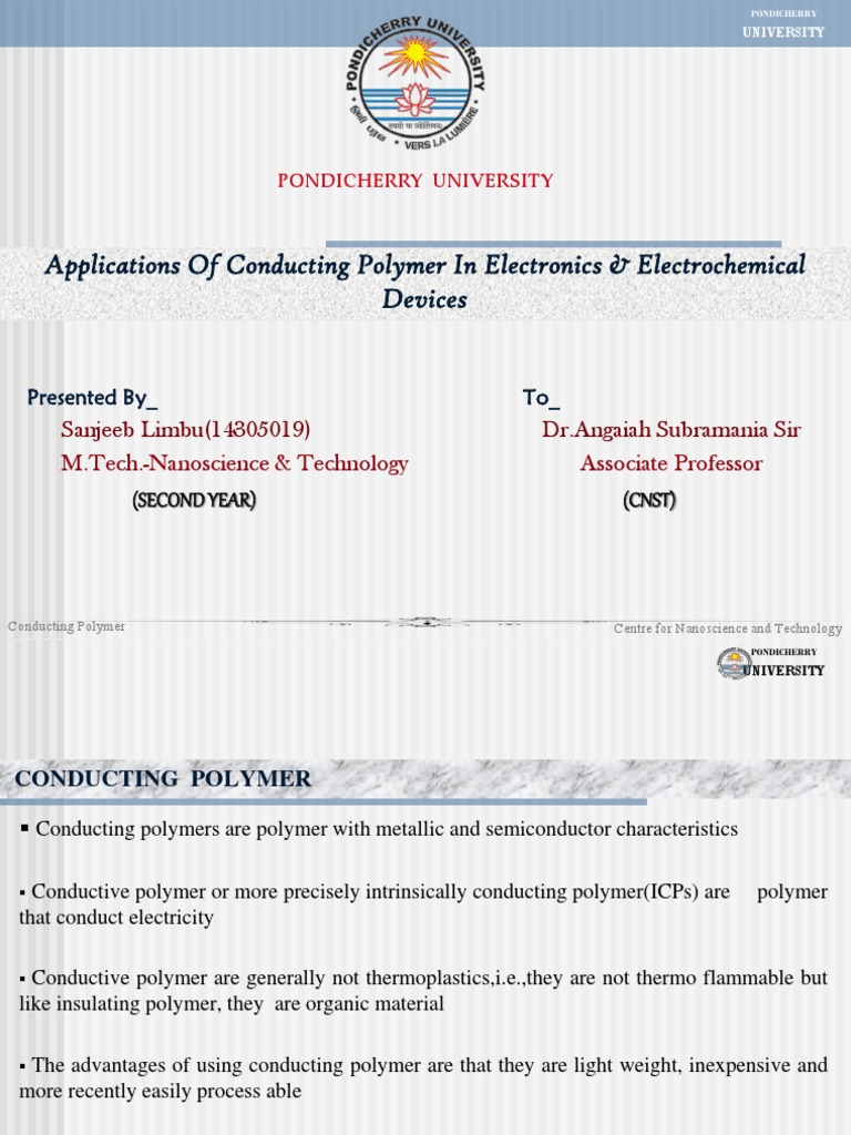 Conducting Polymer Applications | PDF | Fuel Cell | Oled