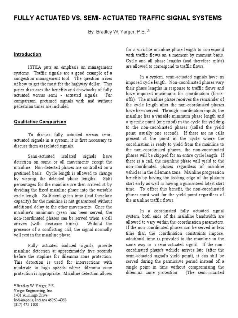 Fully Actuated vs. Semi-Actuated Traffic Signal Systems | PDF | Traffic ...