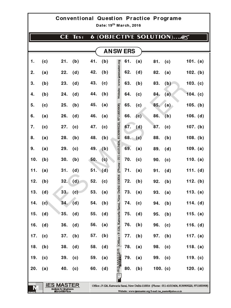 CE Test 06 Objective Solution | PDF | Buoyancy | Continuum Mechanics