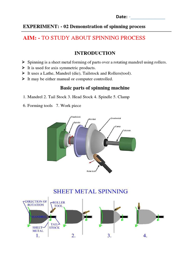 ME I - Experiment No 2 Spinning Process | PDF | Sheet Metal | Forging