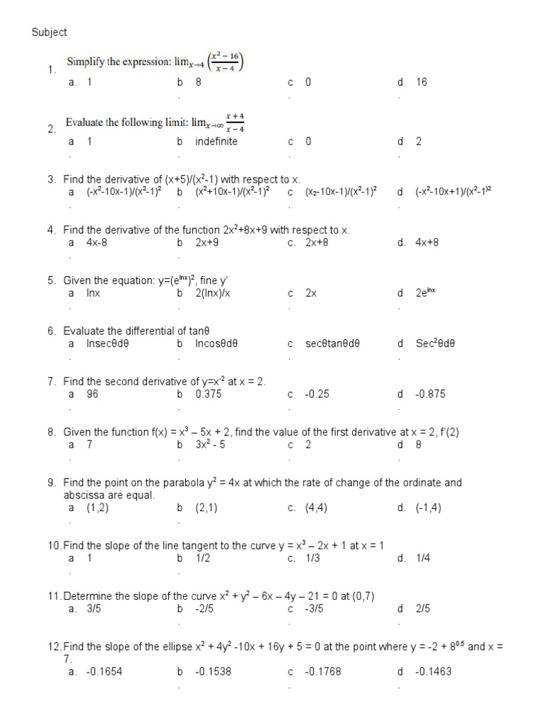 Dif Cal | PDF | Tangent | Slope