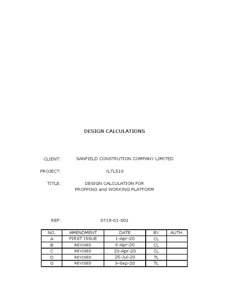 Design Calculations: Client: Sanfield Constrution Company Limited | PDF ...