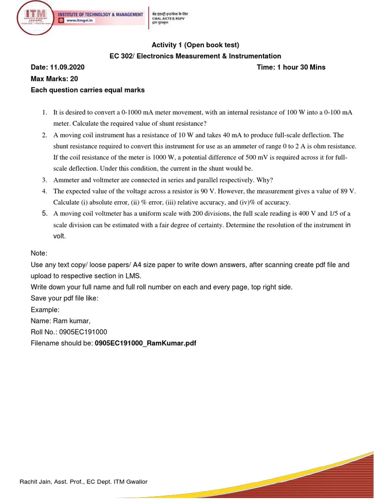 Activity 1 Question Paper Ec302 | PDF