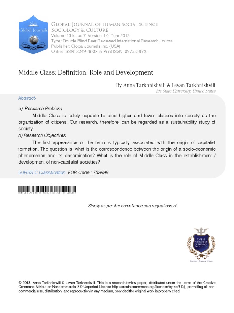 Middle Class Definition, Role and Development | PDF | American Middle ...