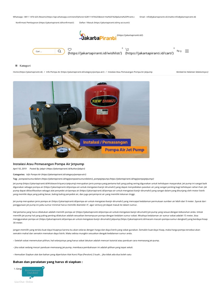 Instalasi Atau Pemasangan Pompa Air Jetpump | PDF