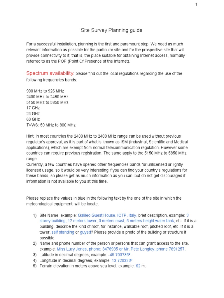 09 Site Survey Planning Guide | PDF | Compass | Telecommunications