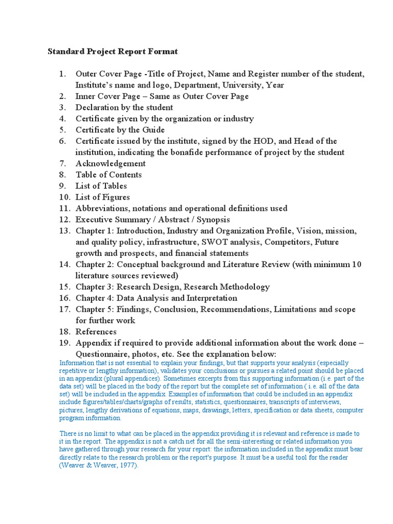 Standard Project Report Format | Download Free PDF | Data | Science