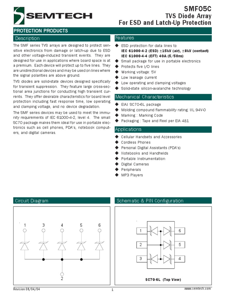 TVS Diode Array For ESD and Latch-Up Protection: Preliminary Protection ...
