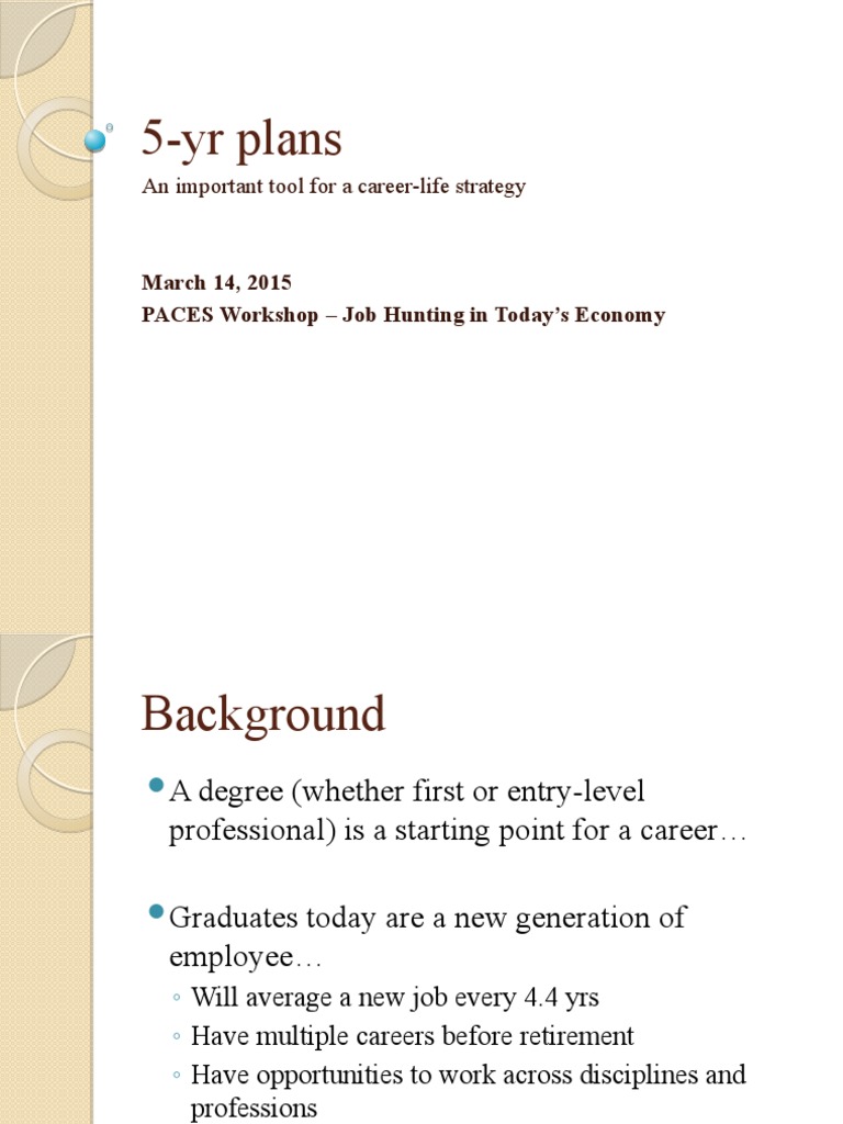 5-Yr Plans: An Important Tool For A Career-Life Strategy | PDF | Sales ...