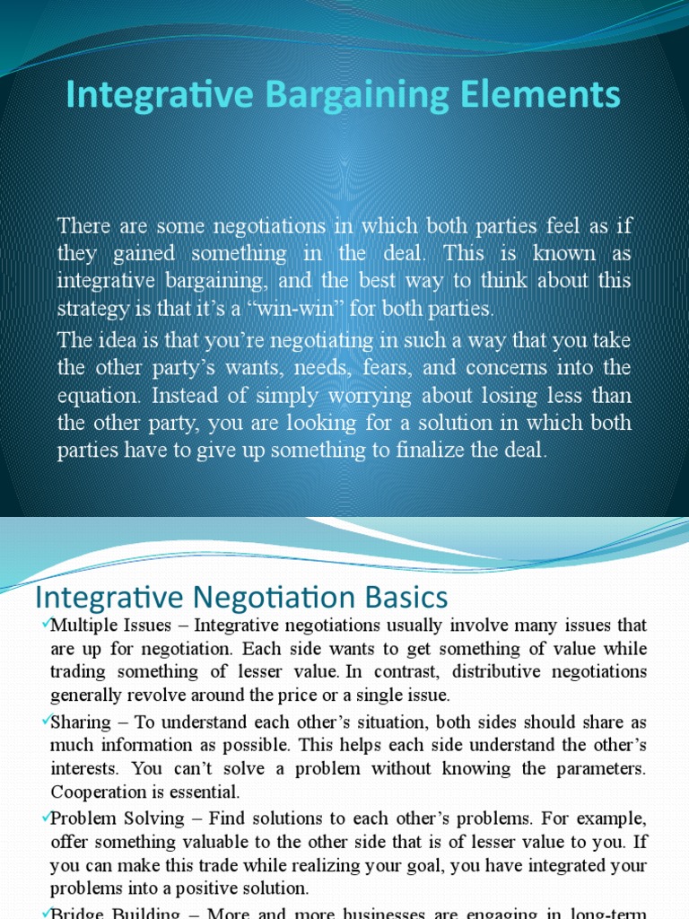 Maximizing Gains Through Integrative and Distributive Negotiation ...
