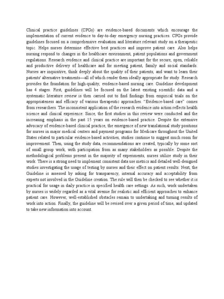 Clinical Practice Guidelines | PDF | Evidence Based Medicine | Nursing