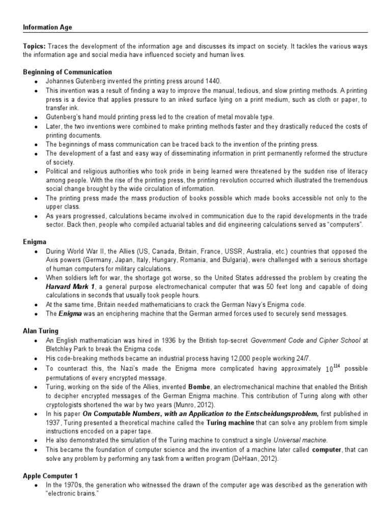 Information Age Topics: Traces The Development of The Information Age ...