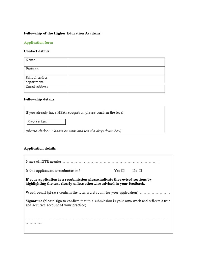 FHEA Application Form Dupplicate | PDF | Further Education | Science