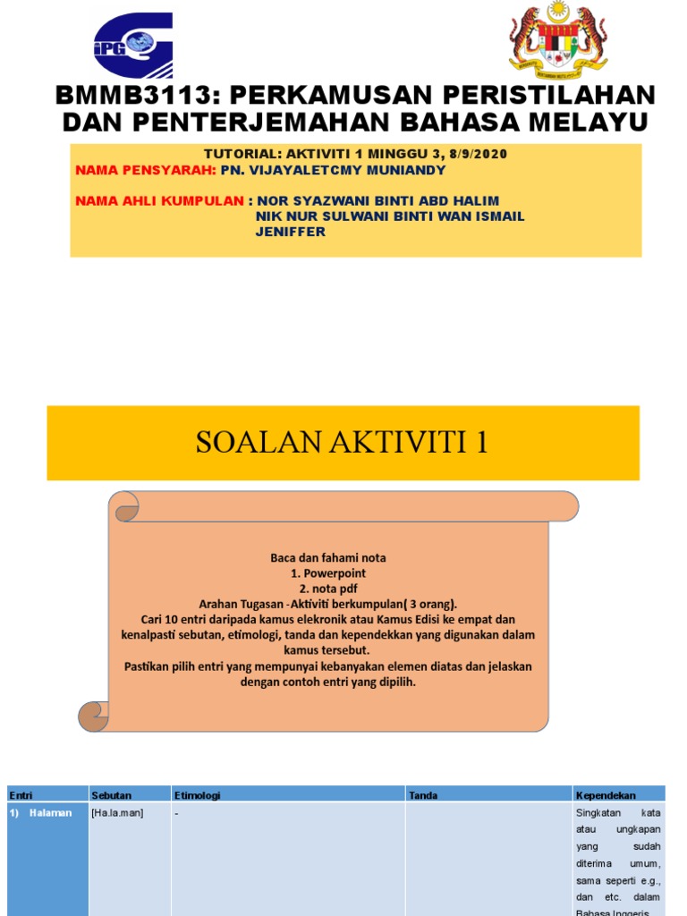 Tutorial Perkamusan m3 AKTIVITI 1 | PDF