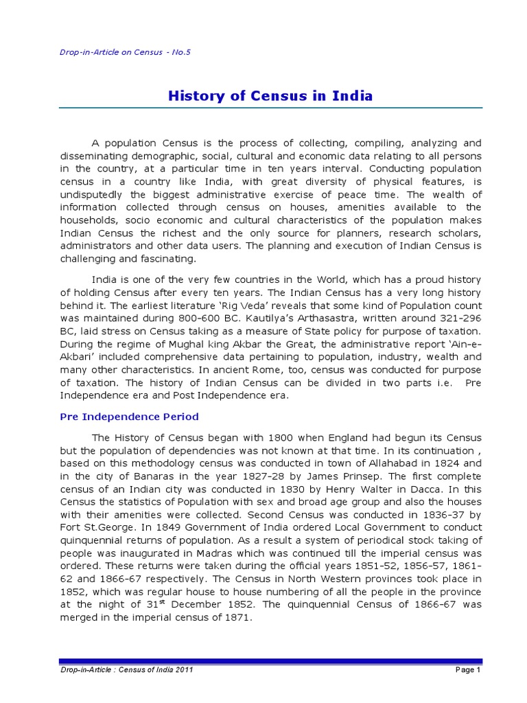 History of Census in India | PDF | Census | British Raj