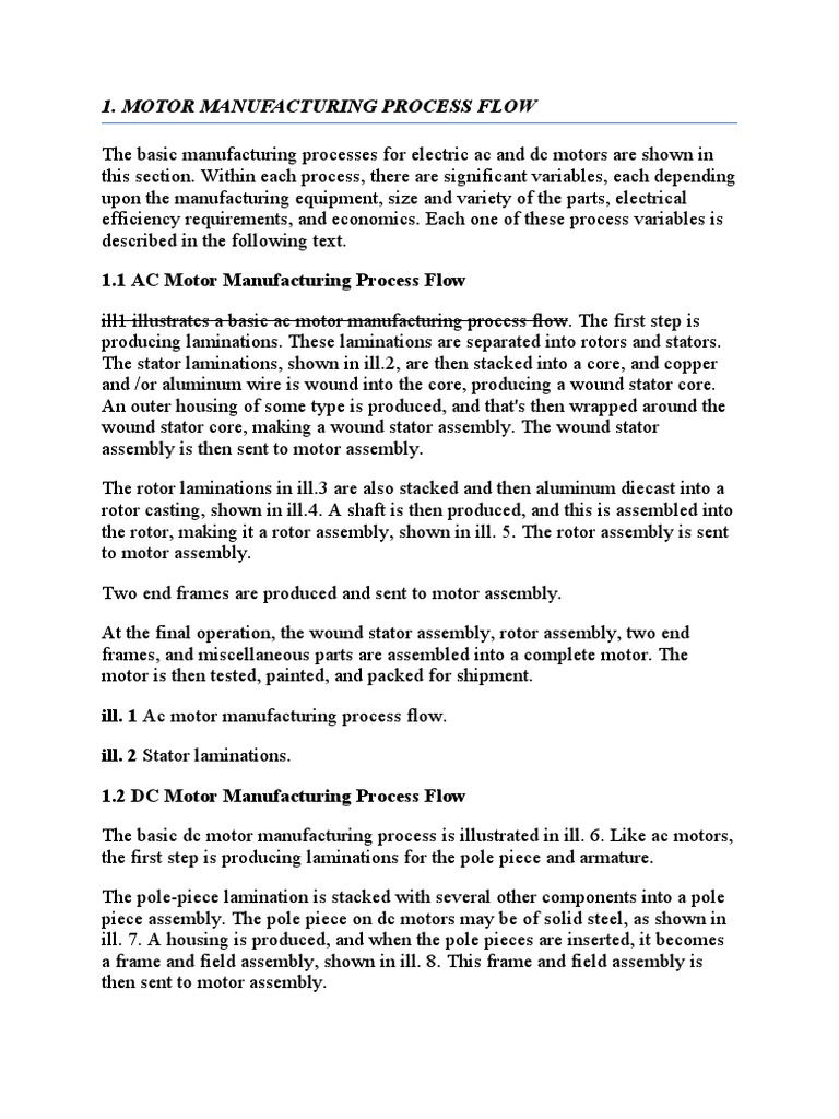 Motor Manufacturing Process Flow | PDF | Electric Motor | Rolling ...
