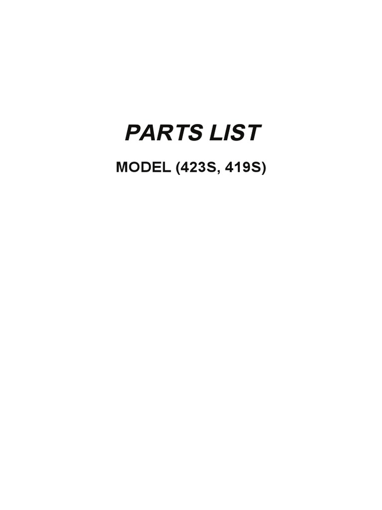Parts List: MODEL (423S, 419S) | PDF | Machines | Tools