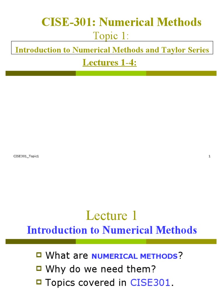 CISE-301: Numerical Methods: Topic 1 | Download Free PDF | Numerical Analysis | Ordinary ...