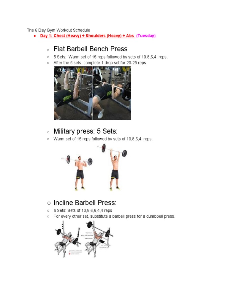6 Day Gym Plan | PDF | Recreation | Physical Exercise