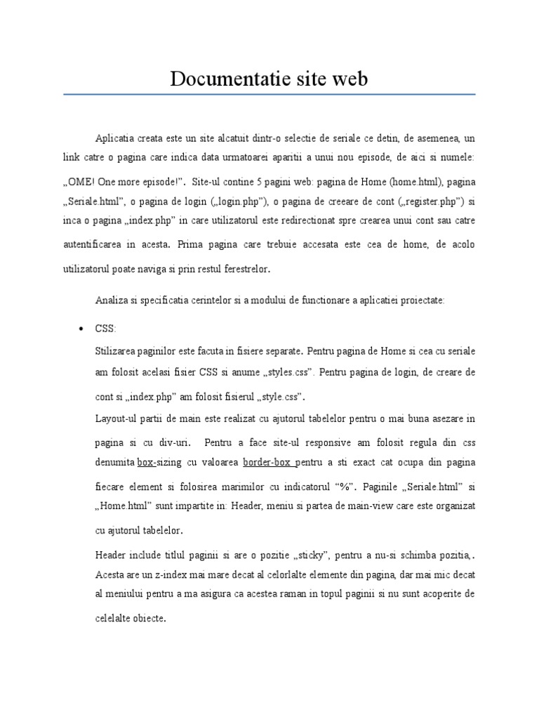 Documentatie Site Web | PDF