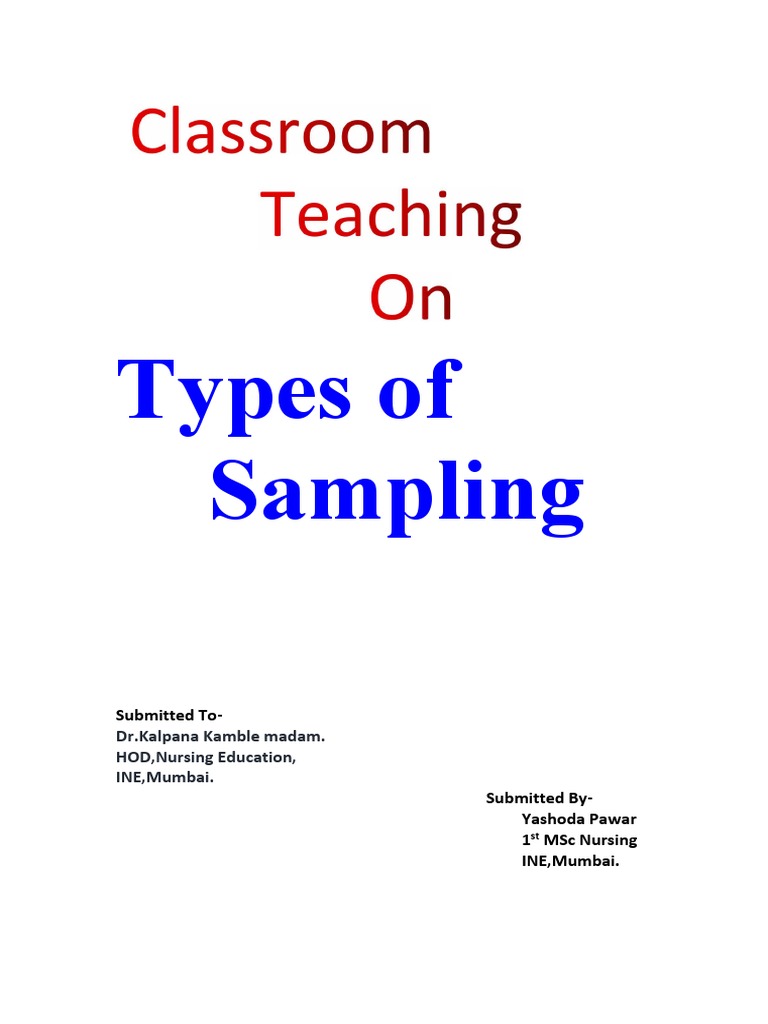 4 Lesson Plan Education 4 Types Of Sampling Pdf Sampling