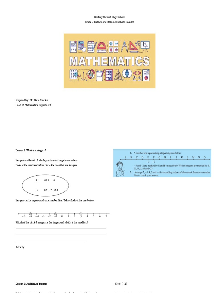Grade 7 Booklet | PDF | Equations | Integer
