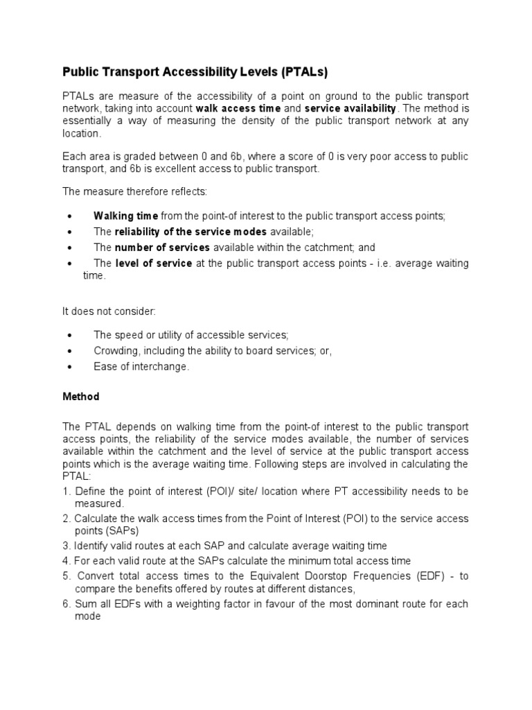 Public Transport Accessibility Levels Download Free Pdf Transport