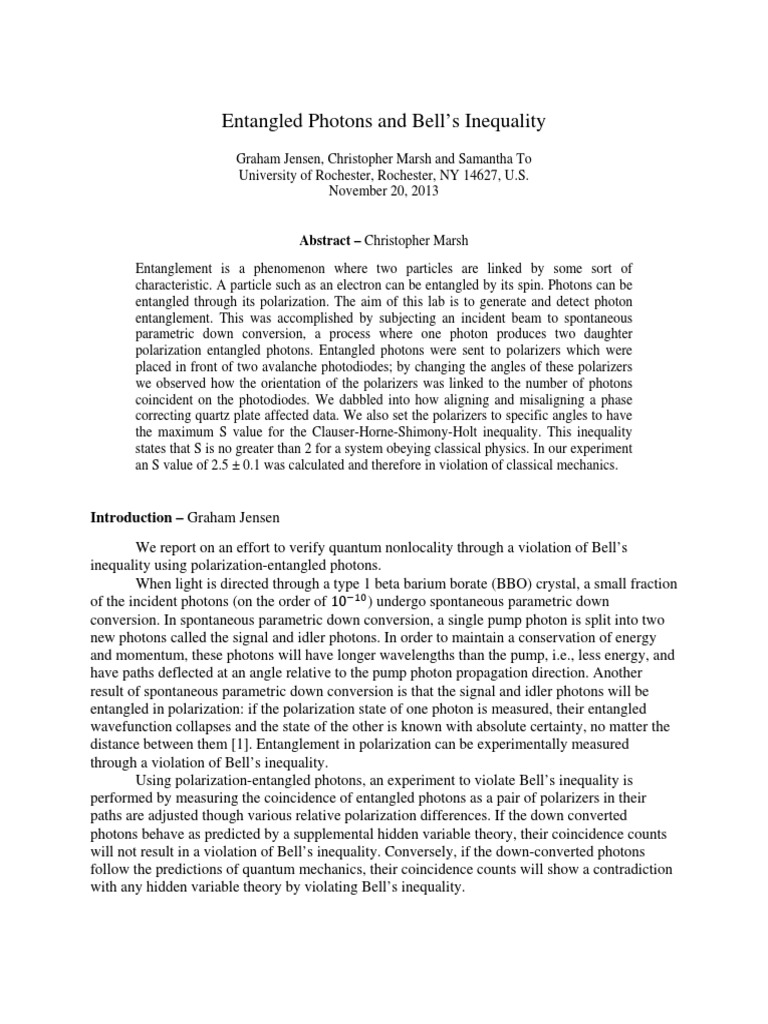 Verification of Quantum Nonlocality Through Violation of Bell's Inequality Using Polarization ...