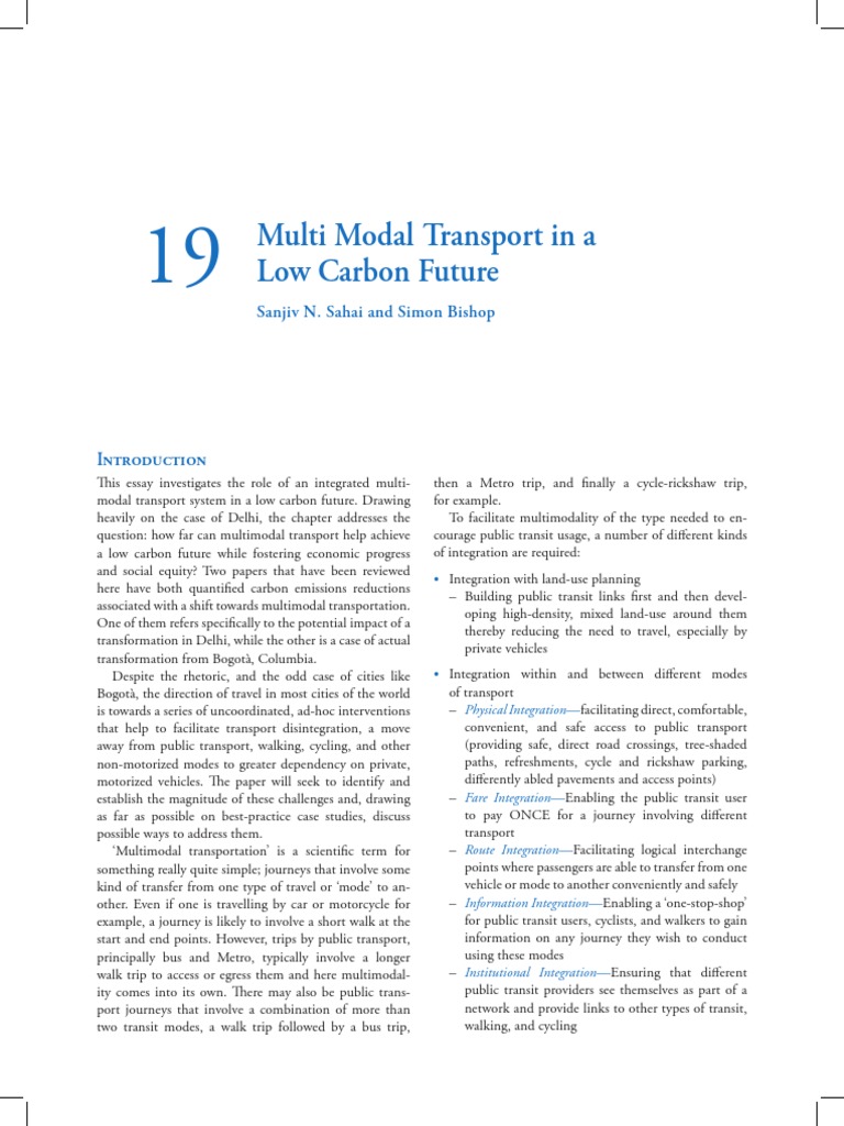 Multi Modal Transport In A Low Carbon Future Pdf Public Transport