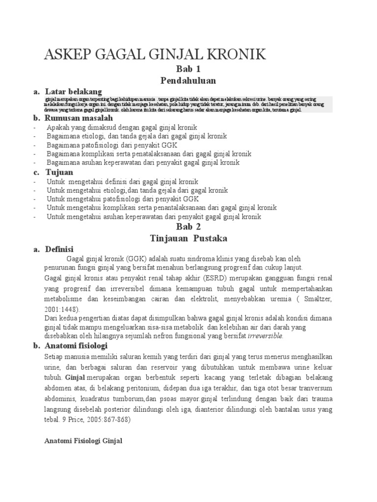 Askep Gagal Ginjal Kronik | PDF