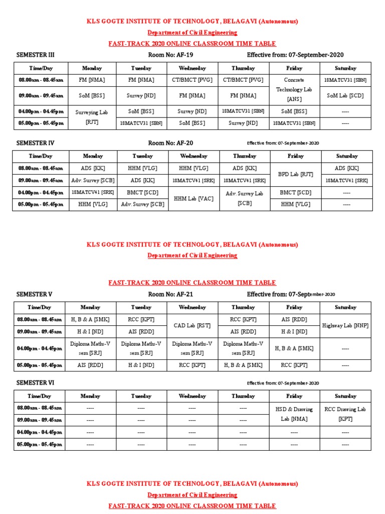 Civil Engg Fast-Track Timetable 2020 | PDF | Civil Engineering | Nature