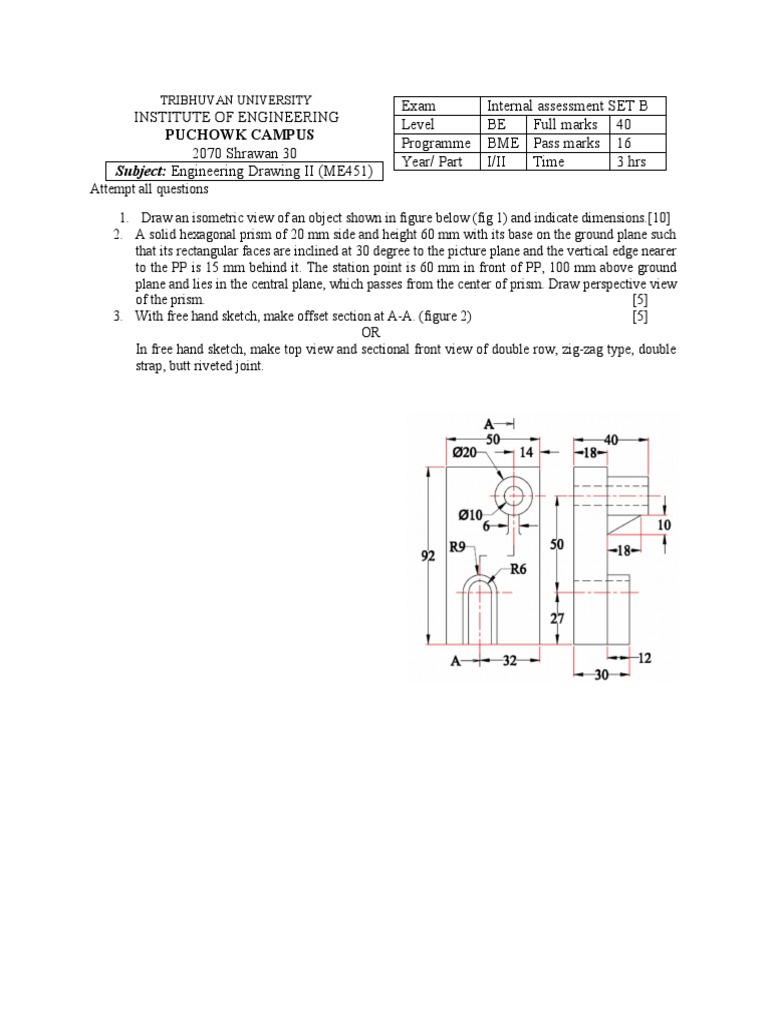 Engineering Drawing Questions SET B | PDF