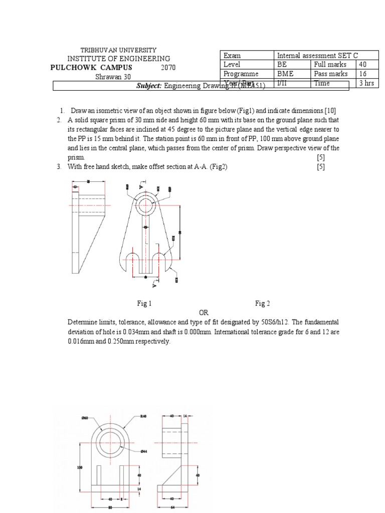Engineering Drawing Questions SET C | PDF | Teaching Mathematics | Science