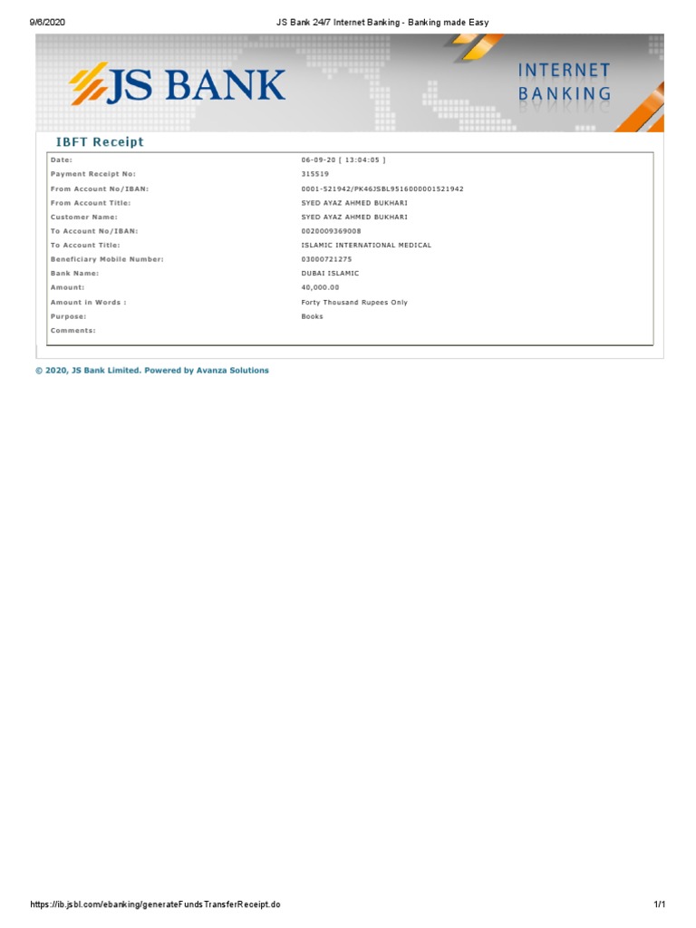 JS Bank 24 - 7 Internet Banking - Banking Made Easy | PDF