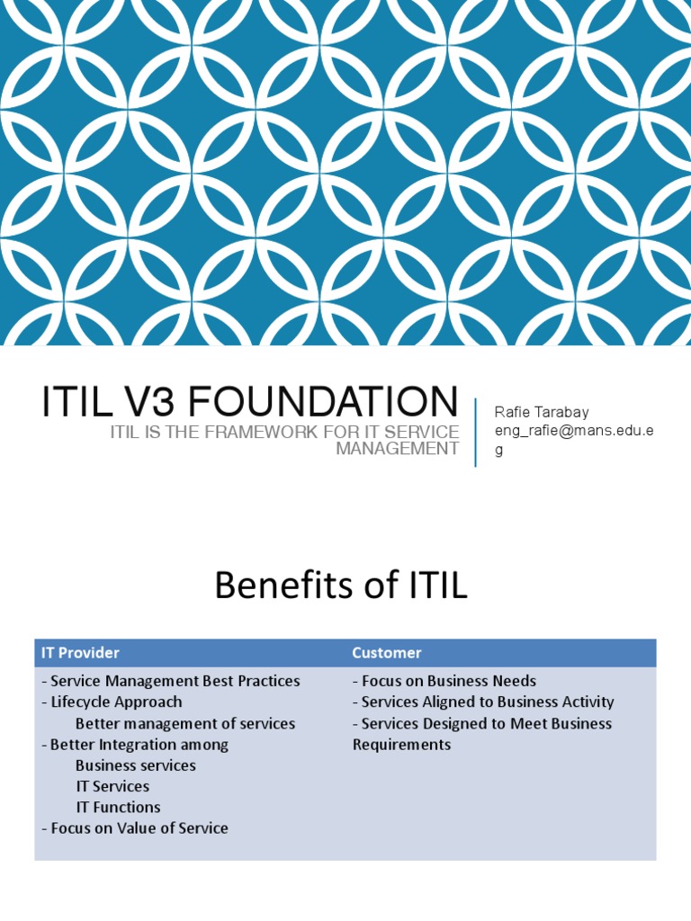 Itil V3 Foundation: Itil Is The Framework For It Service Management ...