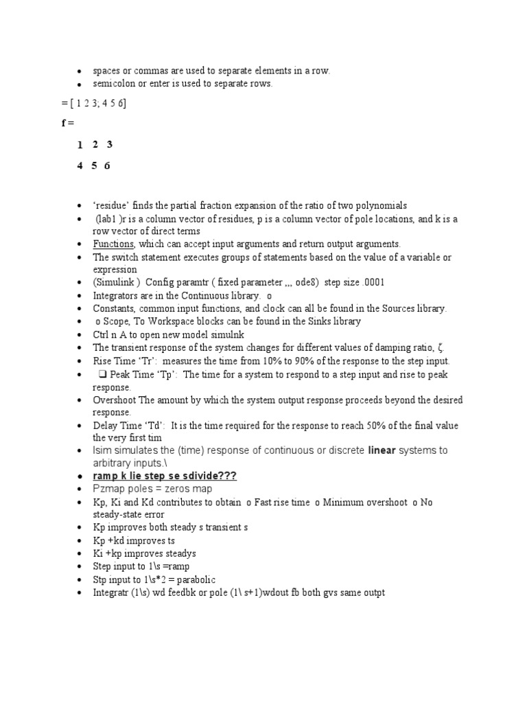 Lsim Simulates The (Time) Response of Continuous or Discrete Linear ...