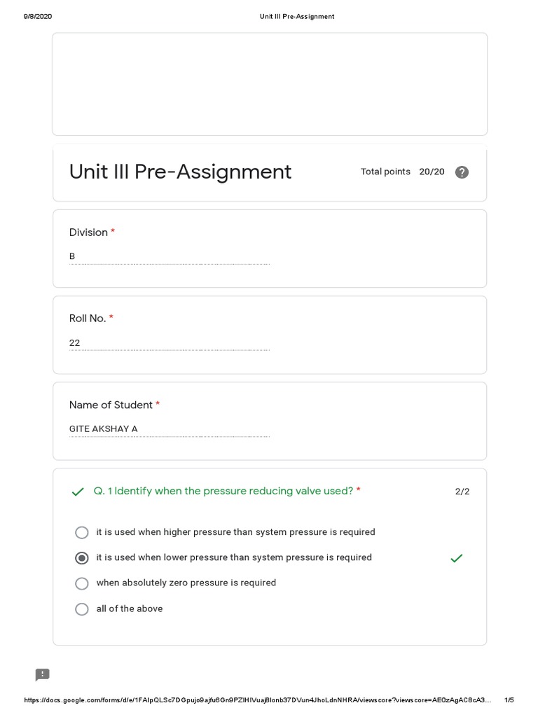 HAP Unit III Pre-Assignment | PDF | Valve | Actuator