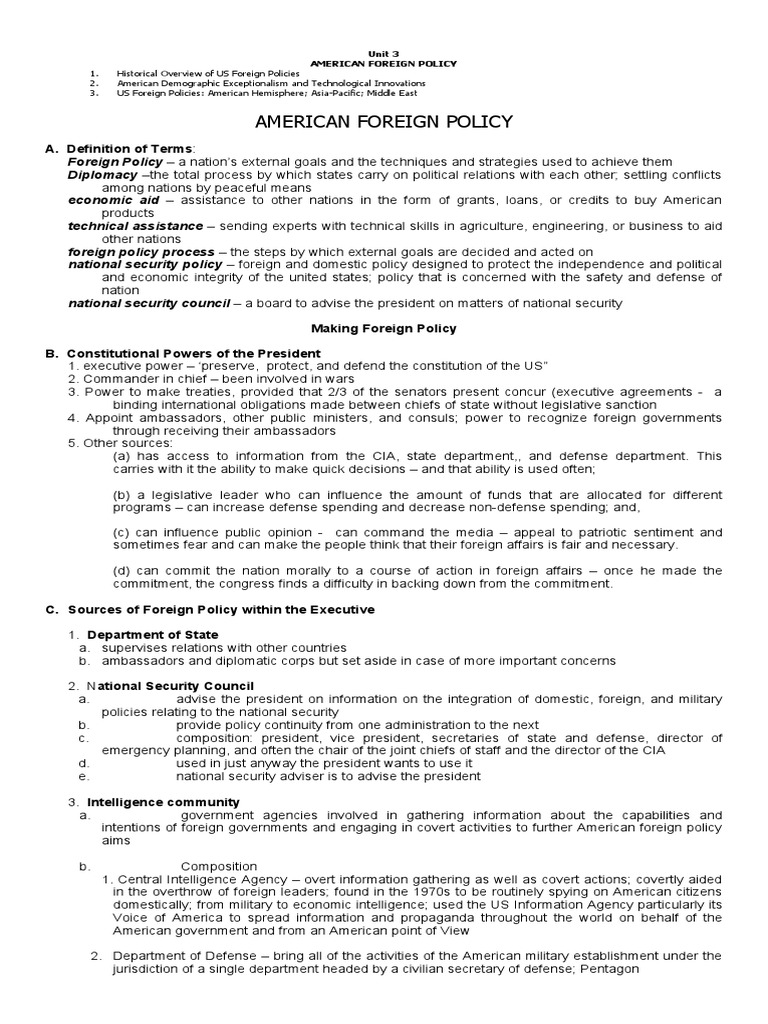 American Foreign Policy: A. Definition of Terms | PDF | Foreign Policy ...