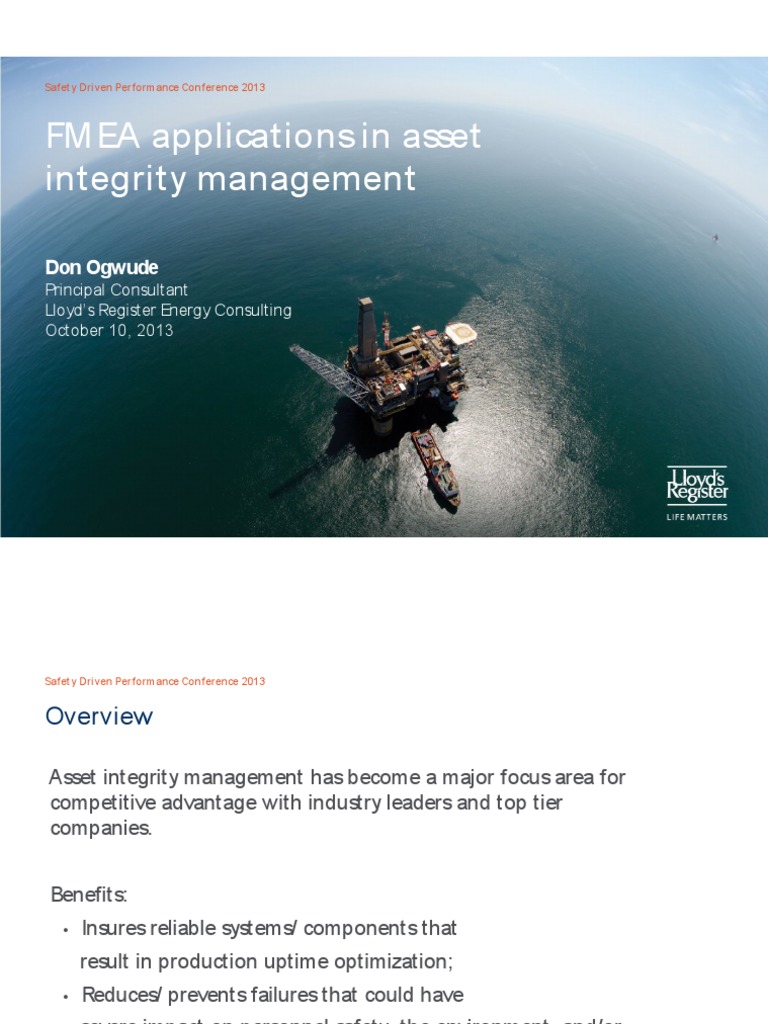 FMEA Applications in Asset Integrity Management: Don Ogwude | PDF | Top ...