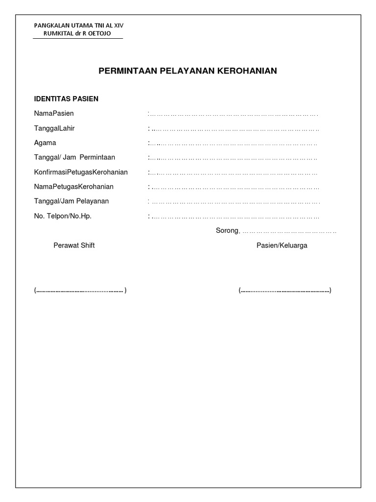 Form Pelayanan Kerohanian PDF | PDF | Hukum