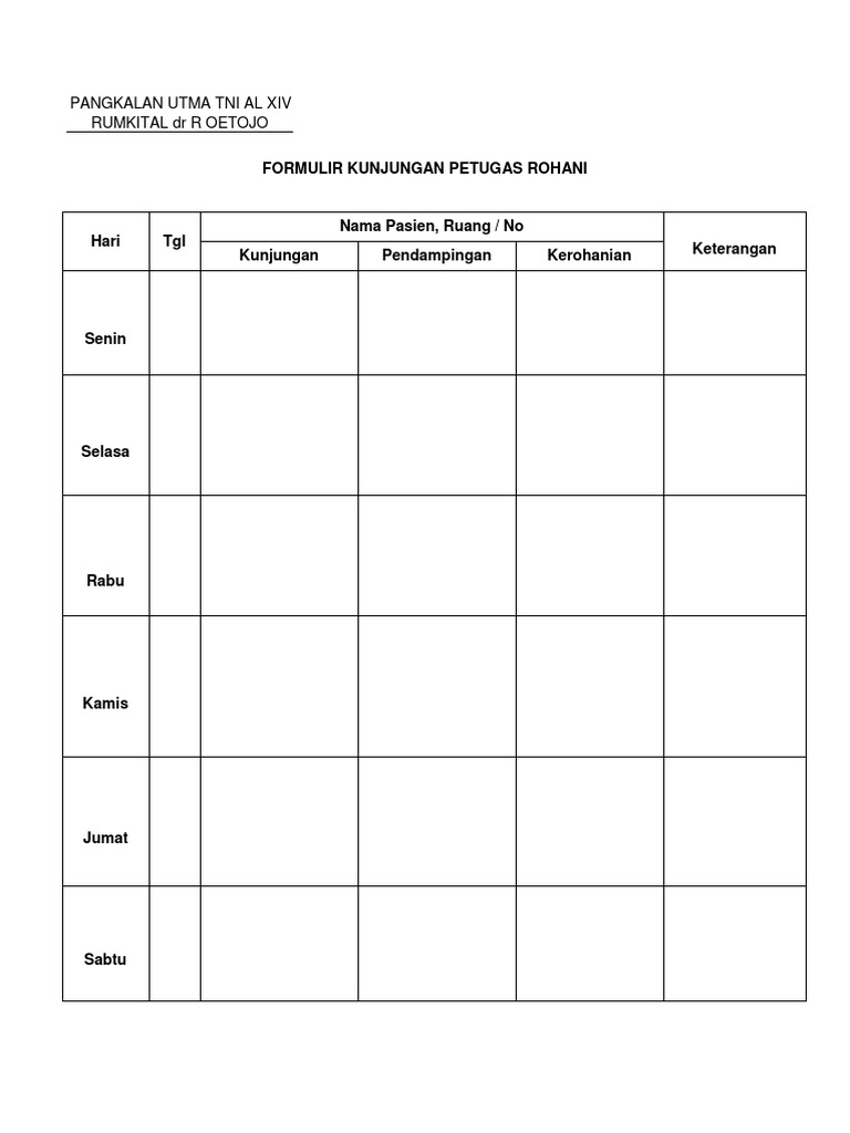 Formulir Kunjungan Pastoral PDF | PDF