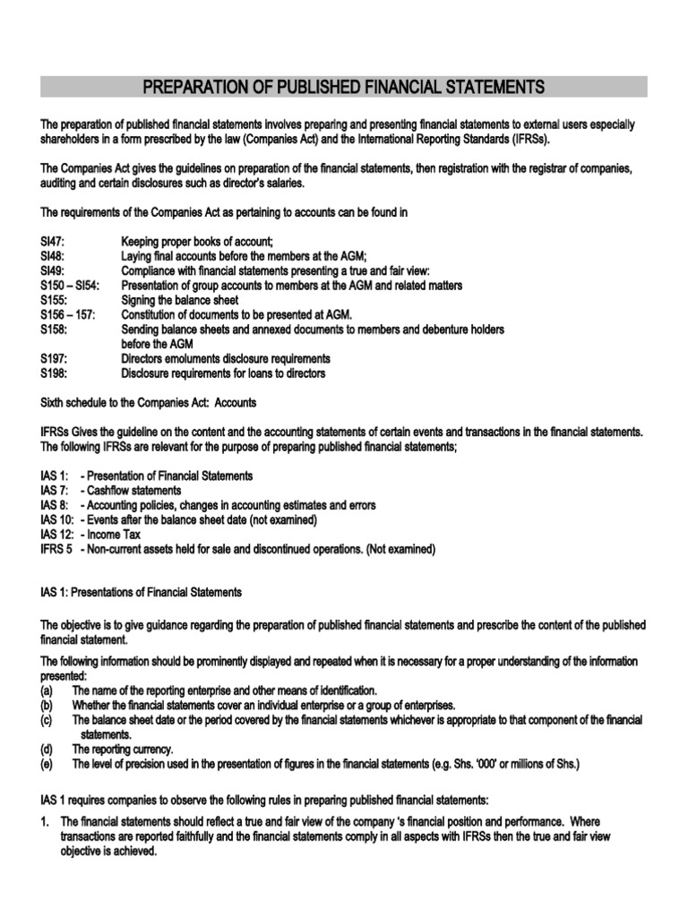 Preparation of Published Financial Statements | PDF | Expense | Balance ...