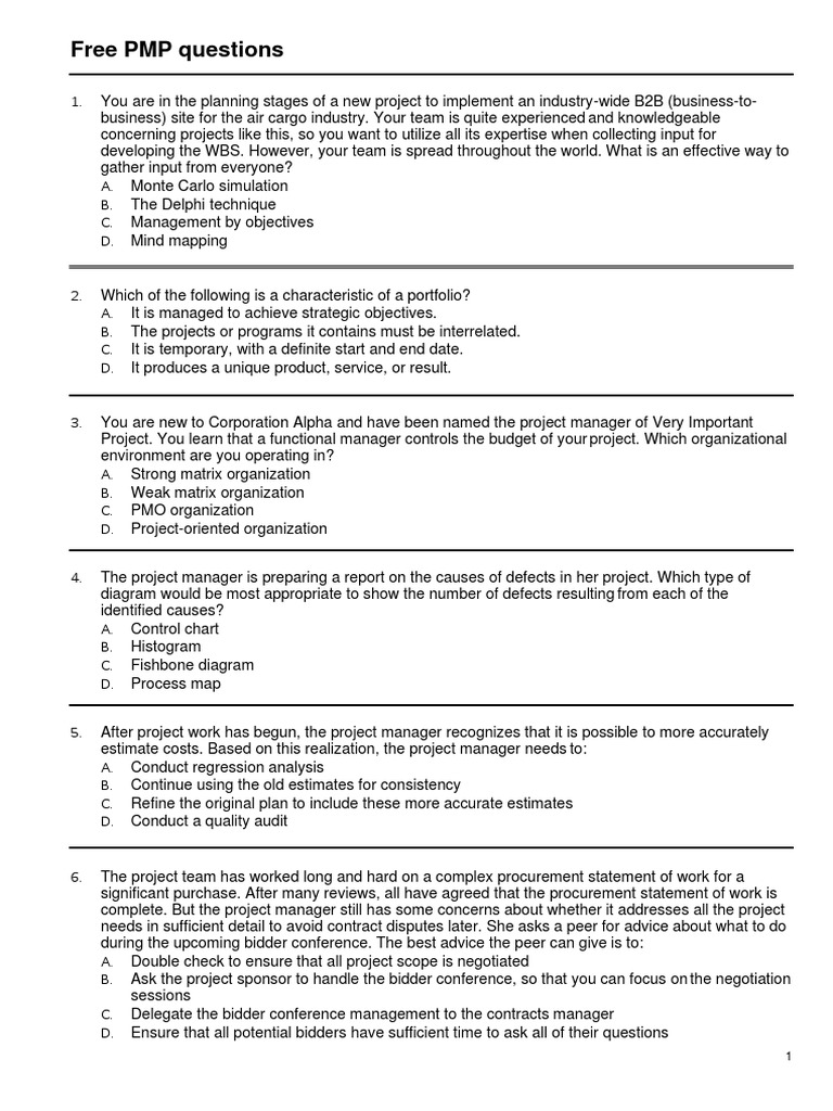 30 Free PMP questions | Outsourcing | Risk